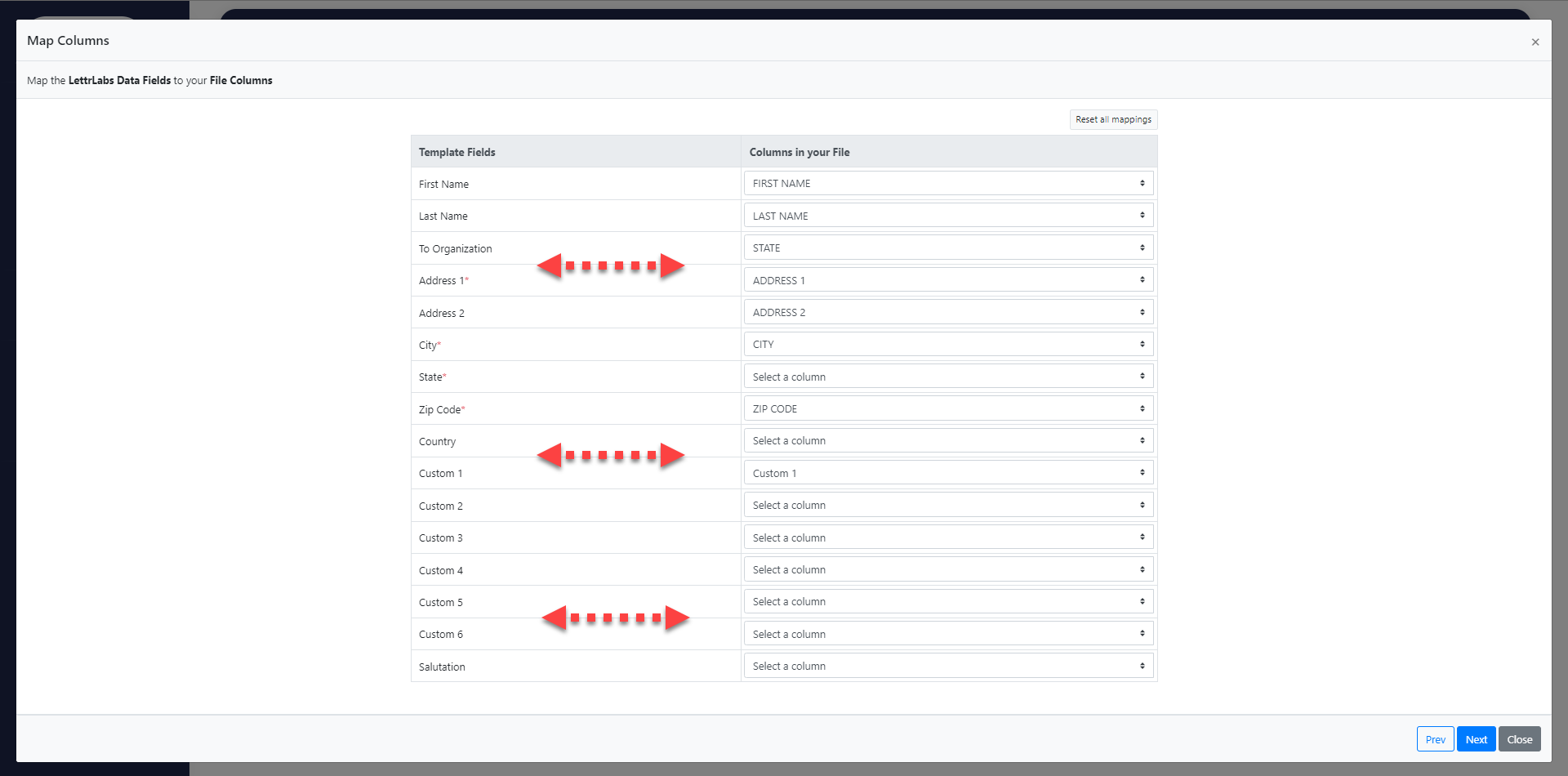 LettrLabs help articles: How to use mail merge and custom variables